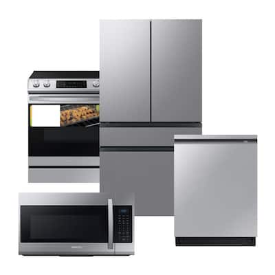 Bespoke Stainless Steel Package with 4-Door French Door Refrigerator ...