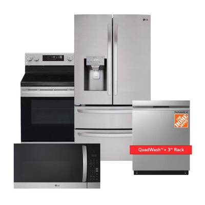 PrintProof Stainless Steel Package with 4-Door French Door Refrigerator ...