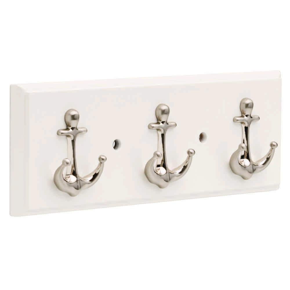 Liberty 12 in. Flat White and Satin Nickel Anchor Key Rack R32407-WSN-U ...