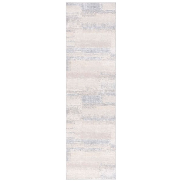 SAFAVIEH Blair Gray/Beige 2 ft. x 8 ft. Machine Washable Geometric ...