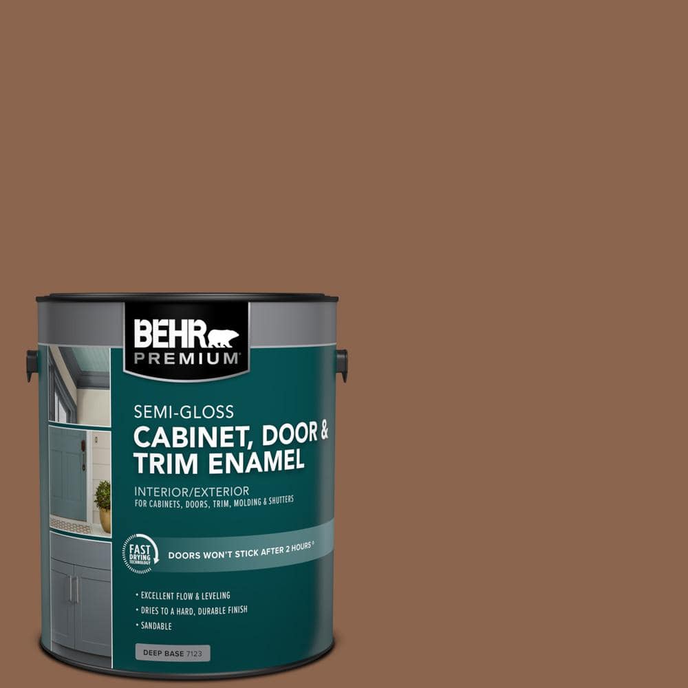 BEHR PREMIUM 1 gal. #MQ2-01 Burnished Brandy Semi-Gloss Enamel Interior ...