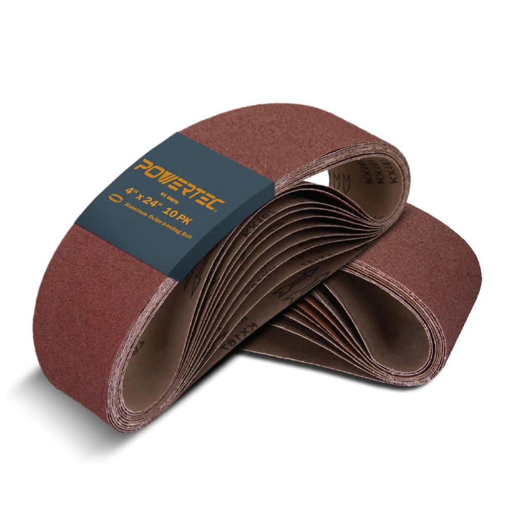 ‎POWERTEC 4 in. x 24 in. Sanding Belts, 60 Grit Aluminum Oxide for ...