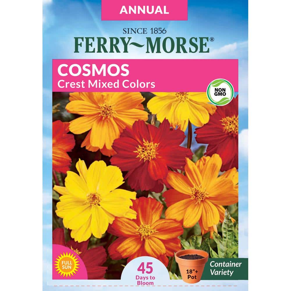 Ferry-Morse Cosmos Crest Mixed Colors Flower Seeds 9504 - The Home Depot