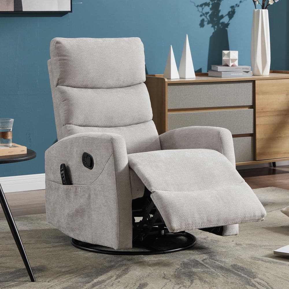 aisword Light Grey Chenille Manual Swivel Recliner Rocker Chair with ...
