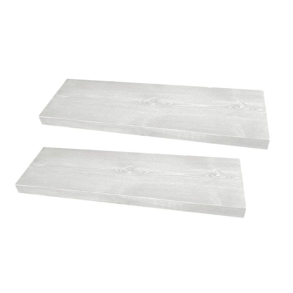 24 in. W x 6.7 in. D White Floating Shelves Decorative Wall Shelf (Set ...