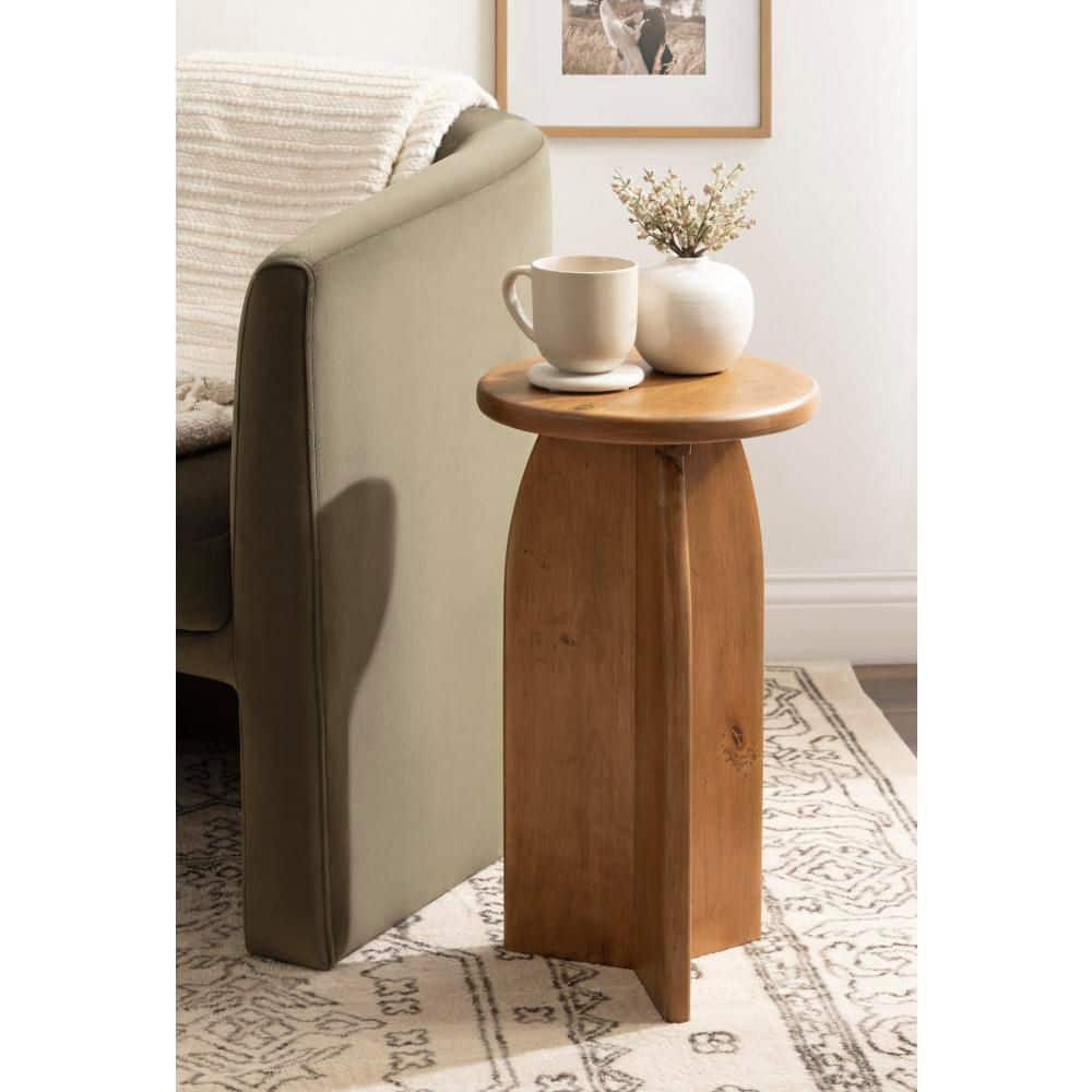 Kate and Laurel Sora 12 in. Rustic Brown Round Solid Wood End Table 230004 - The Home Depot