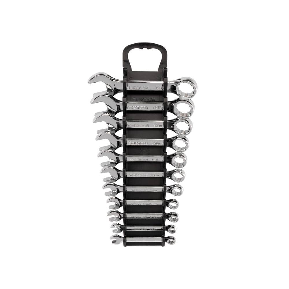 TEKTON 1/4-3/4 in. Stubby Combination Wrench Set with Holder (11-Piece ...