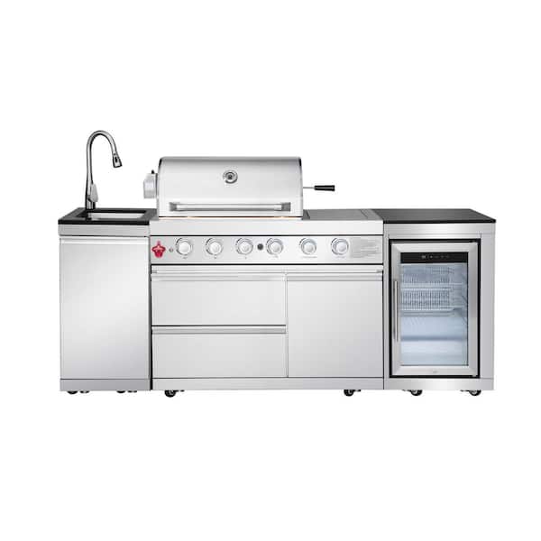 Daheat 82.5 in. 4-Burner 71500 BTU Propane Gas Grill Island Outdoor ...