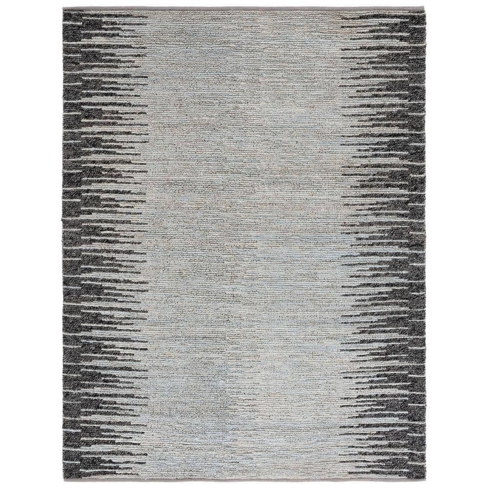 SAFAVIEH Natural Fiber Light Blue/Black 8 ft. x 10 ft. Transition Marle ...