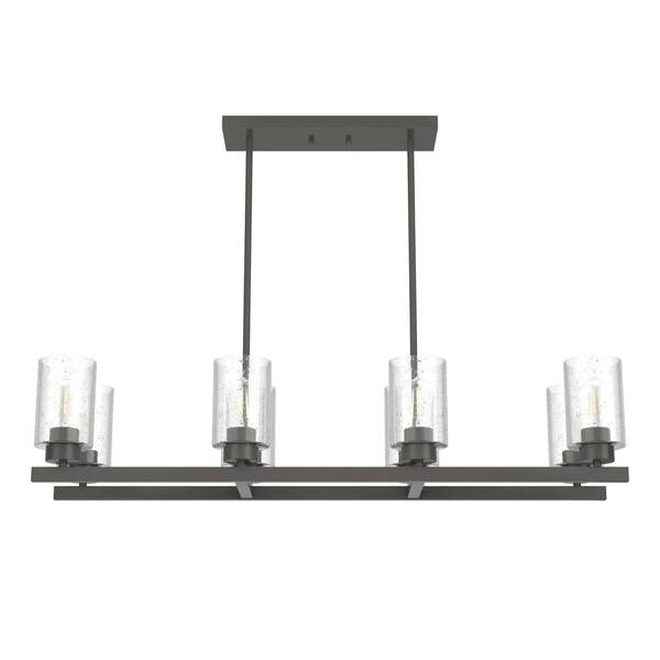 Hunter Hartland 8 Light Noble Bronze Linear Chandelier with Seeded ...