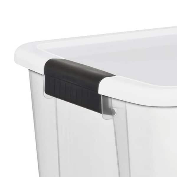 Sterilite 30 Qt. Ultra Latch Storage Box with White Lid and Clear Base ...