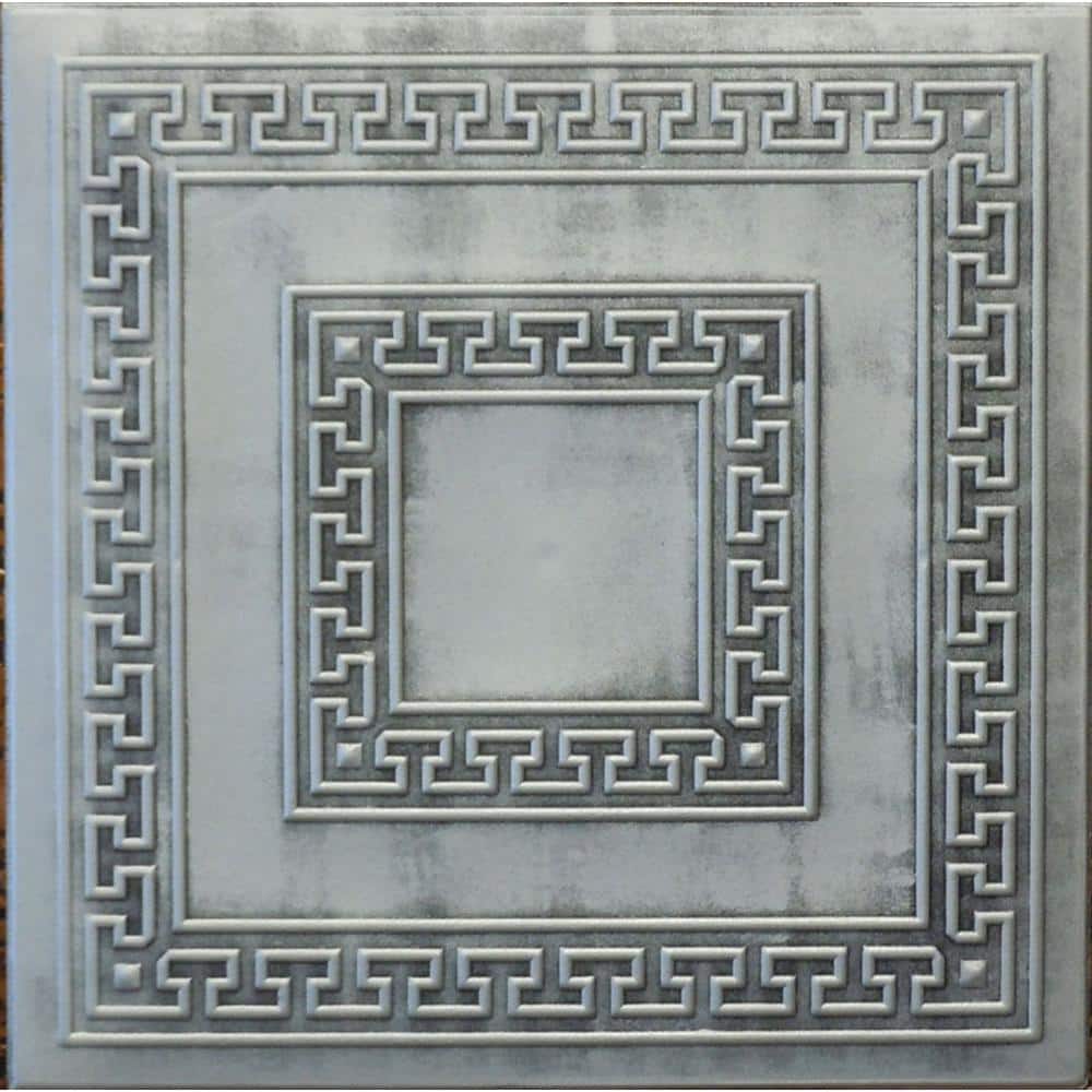 A La Maison Ceilings Greek Key Antique Silver 1.6 ft. x 1.6 ft ...