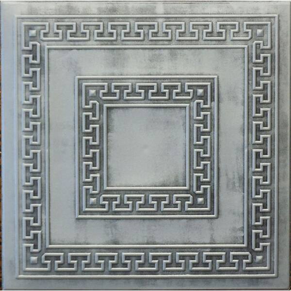 A La Maison Ceilings Greek Key Antique Silver 1.6 ft. x 1.6 ft ...
