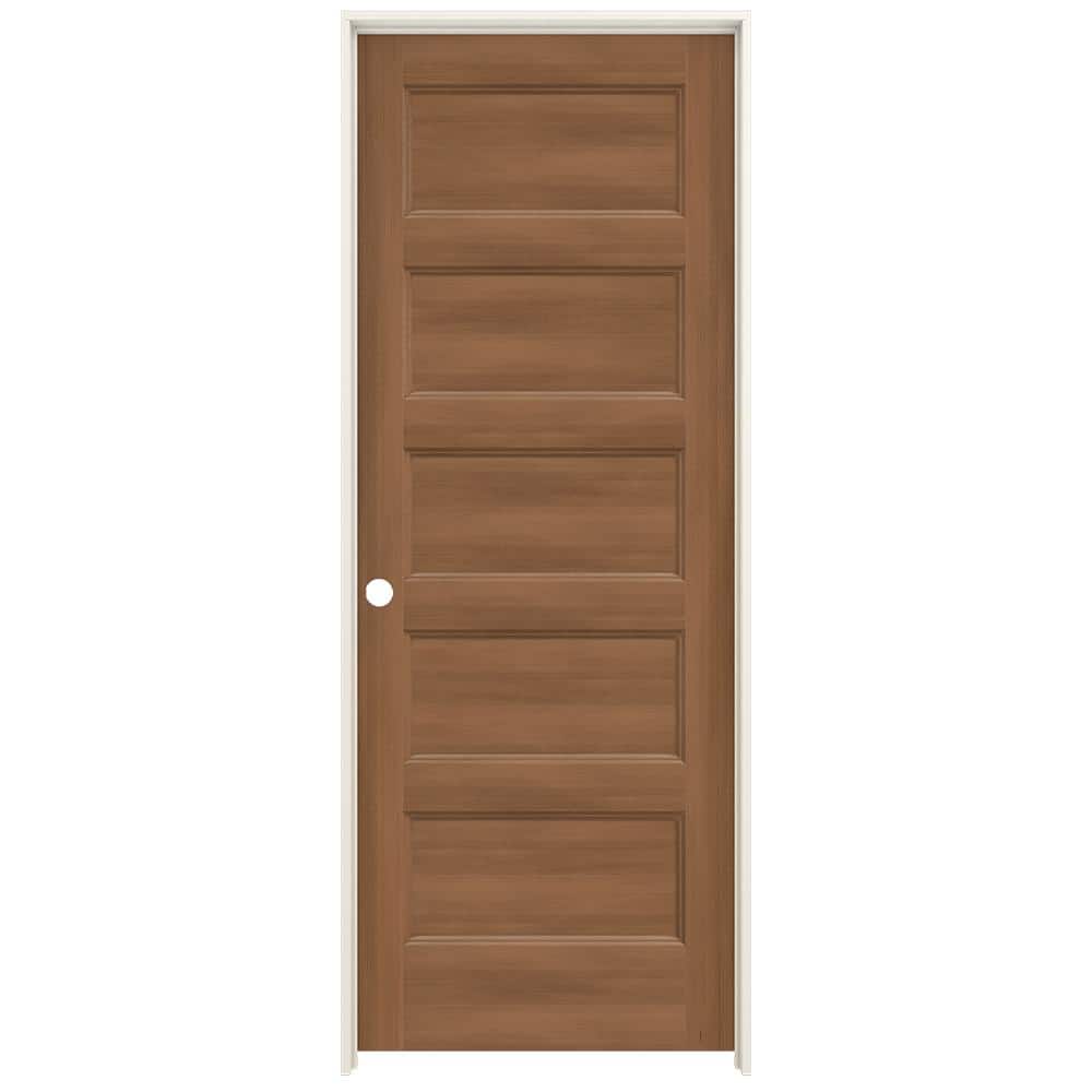 JELD-WEN 32 in. x 80 in. Conmore Hazelnut Stain Smooth Solid Core ...