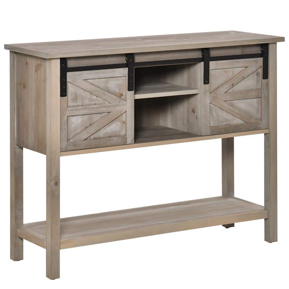 HOMCOM Modern 40 in. Gray Rectangle Wood Console Table with Storage 837 ...