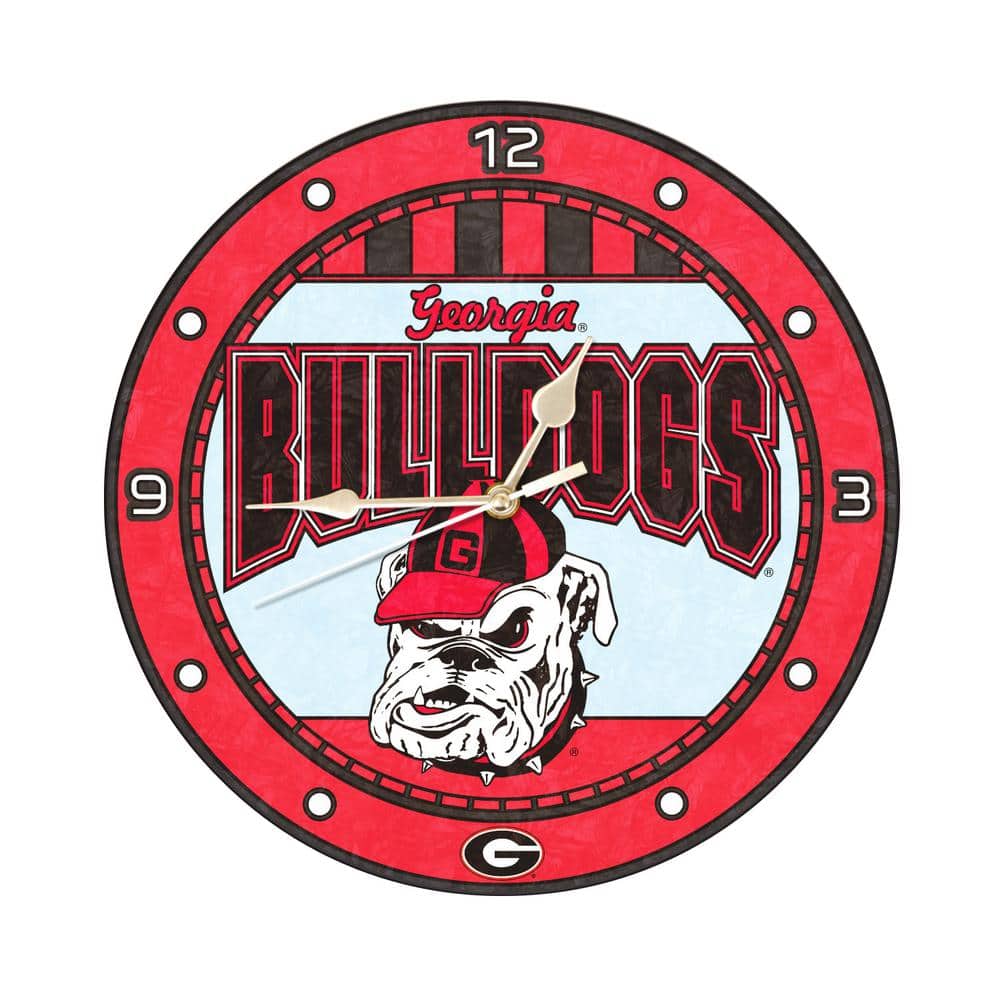 The Memory Company NCAA - 12 in. Georgia Art Glass Clock COL-GA-274 ...