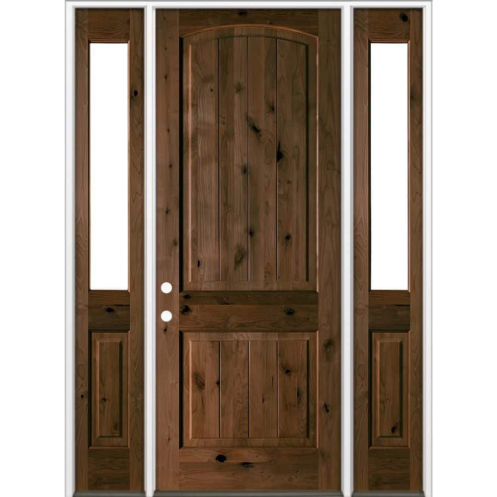 Krosswood Doors 70 in. x 96 in. Knotty Alder Arch Top Right-Hand ...