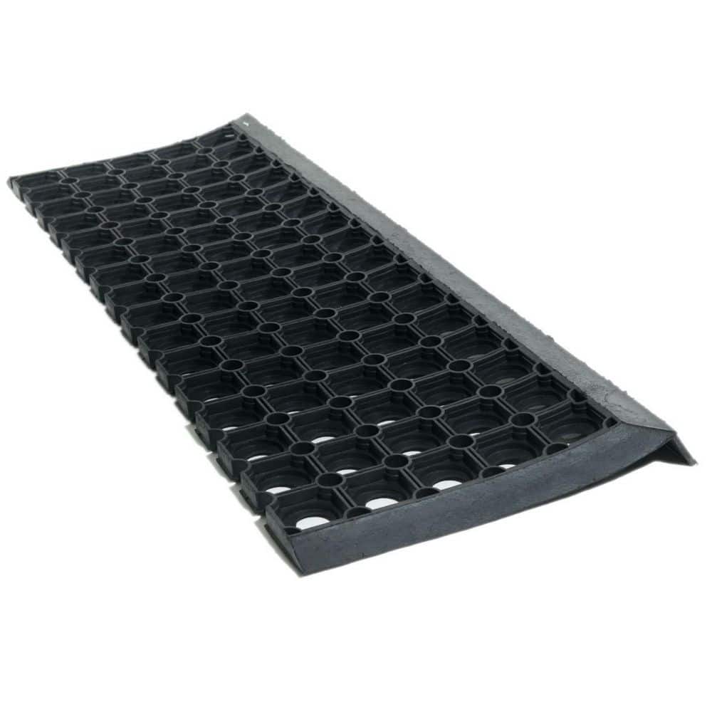 HomeRoots 30 in. x 10 in. Black Rubber Outdoor Door Mat 2000576947 ...