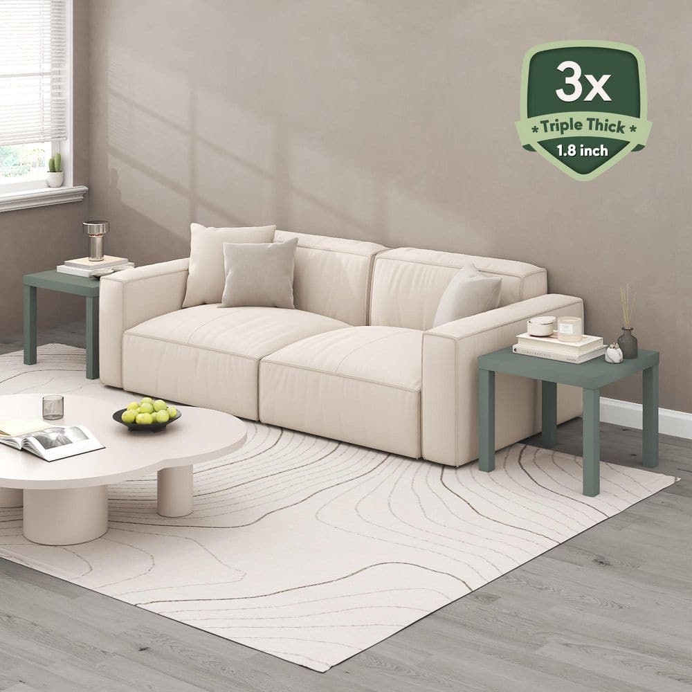 Furinno Classic 20.08 in. Sage Green Square Wood End Table with 1.8 in ...