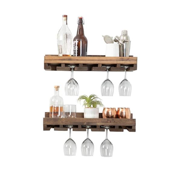 Intrinsic Haven Rustic Luxe 0-Bottle 24 in. Dark Brown Pine Wood ...