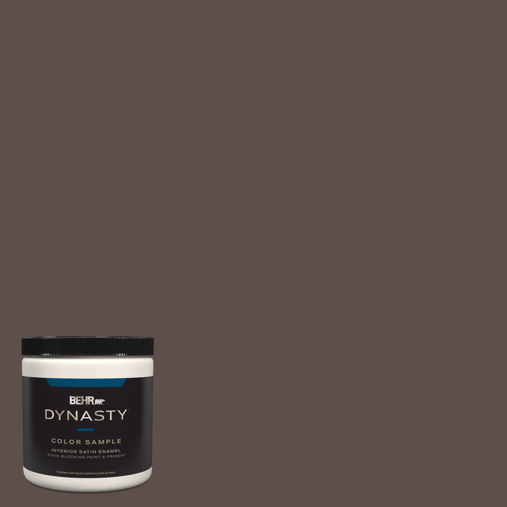 BEHR DYNASTY 8 oz. #HDC-AC-07 Oak Creek One-Coat Hide Satin Enamel ...