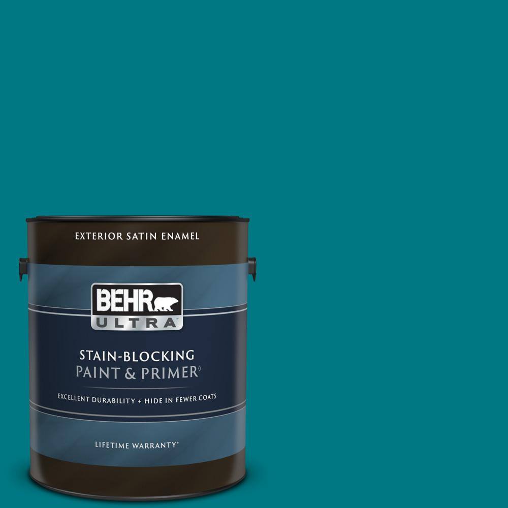 BEHR ULTRA 1 gal. #P470-7 The Real Teal Satin Enamel Exterior Paint ...