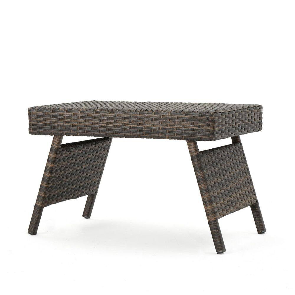Miscool Avex Mocha Rectangular Wicker and Metal 15.75 in. H Outdoor ...