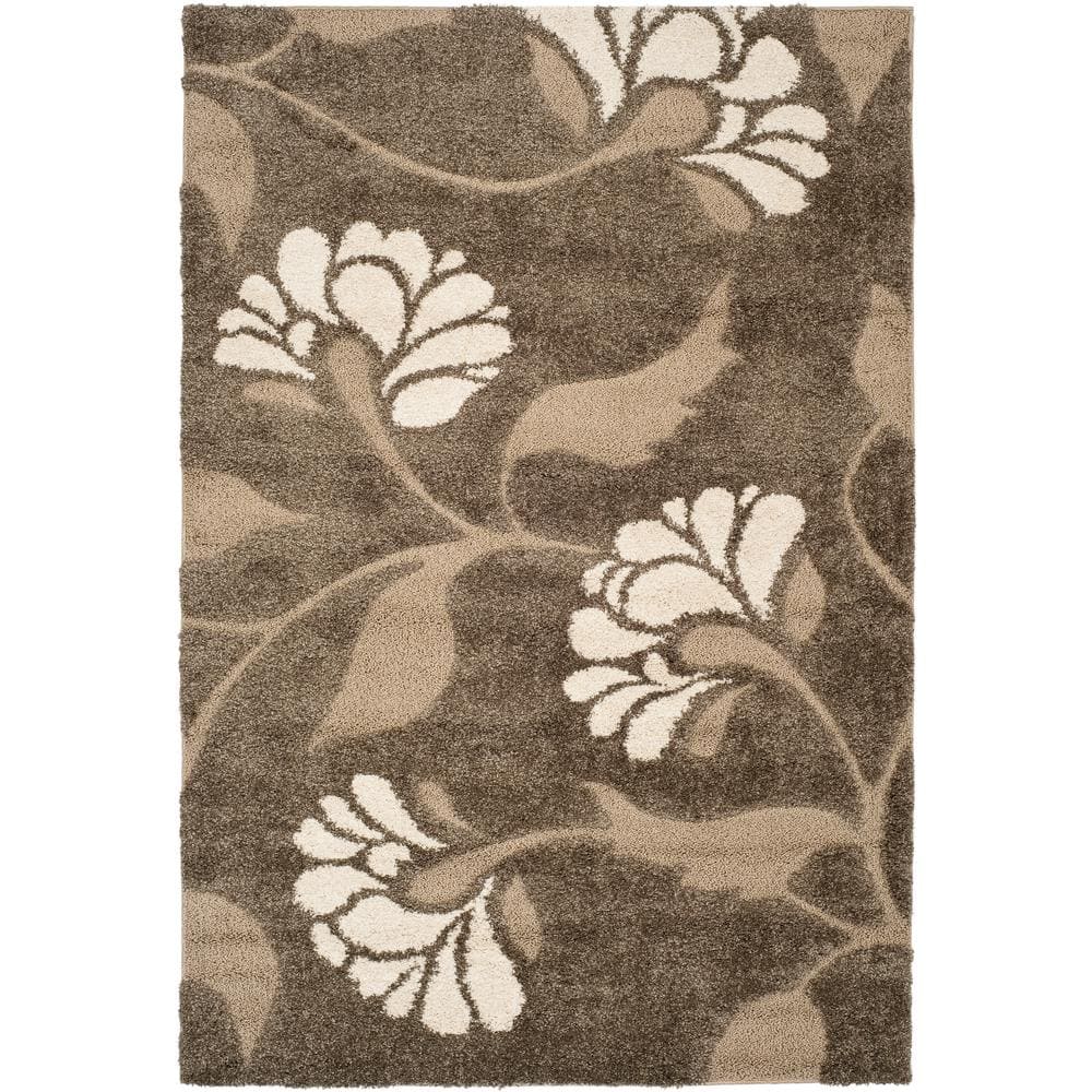 Brown Shag Rug Flower