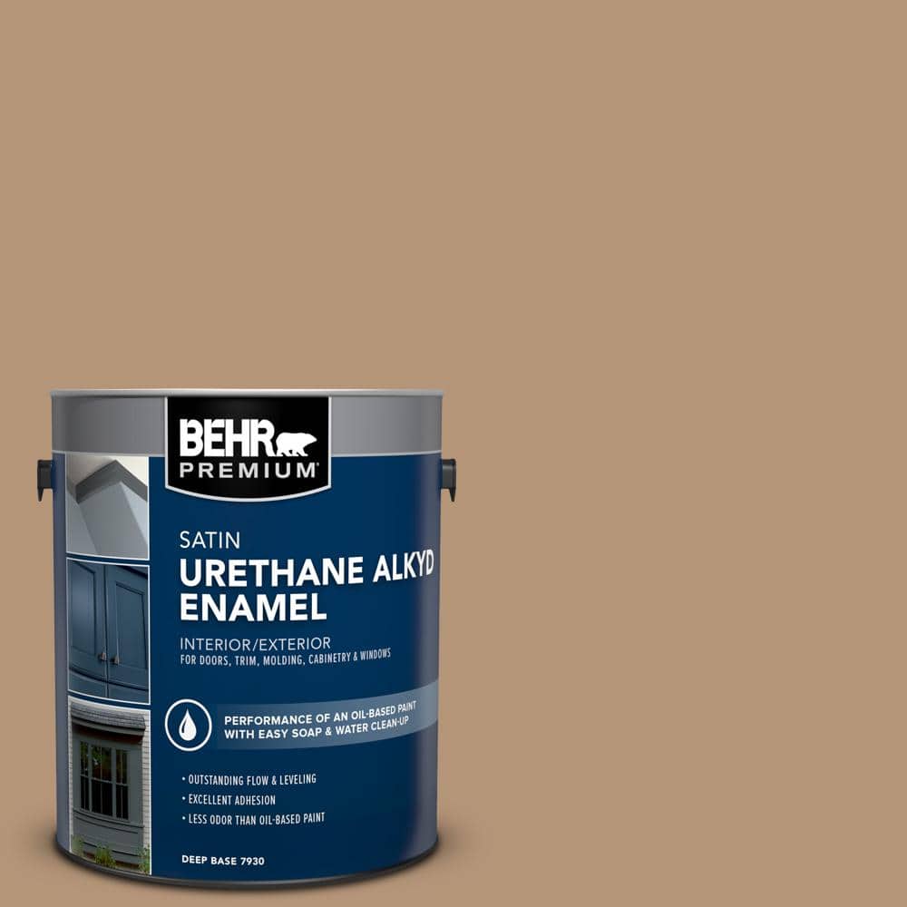 BEHR PREMIUM 1 gal. #280F-4 Burnt Almond Urethane Alkyd Satin Enamel ...