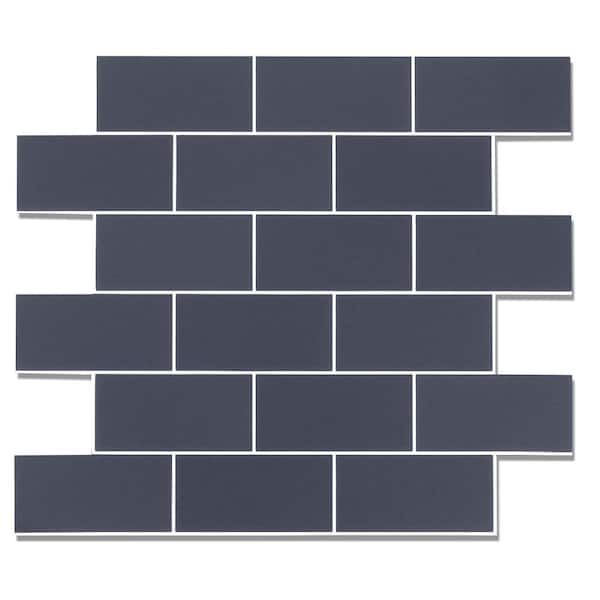 Yipscazo 12 in. x 12 in. PVC Navy Blue White Grout Peel and Stick ...
