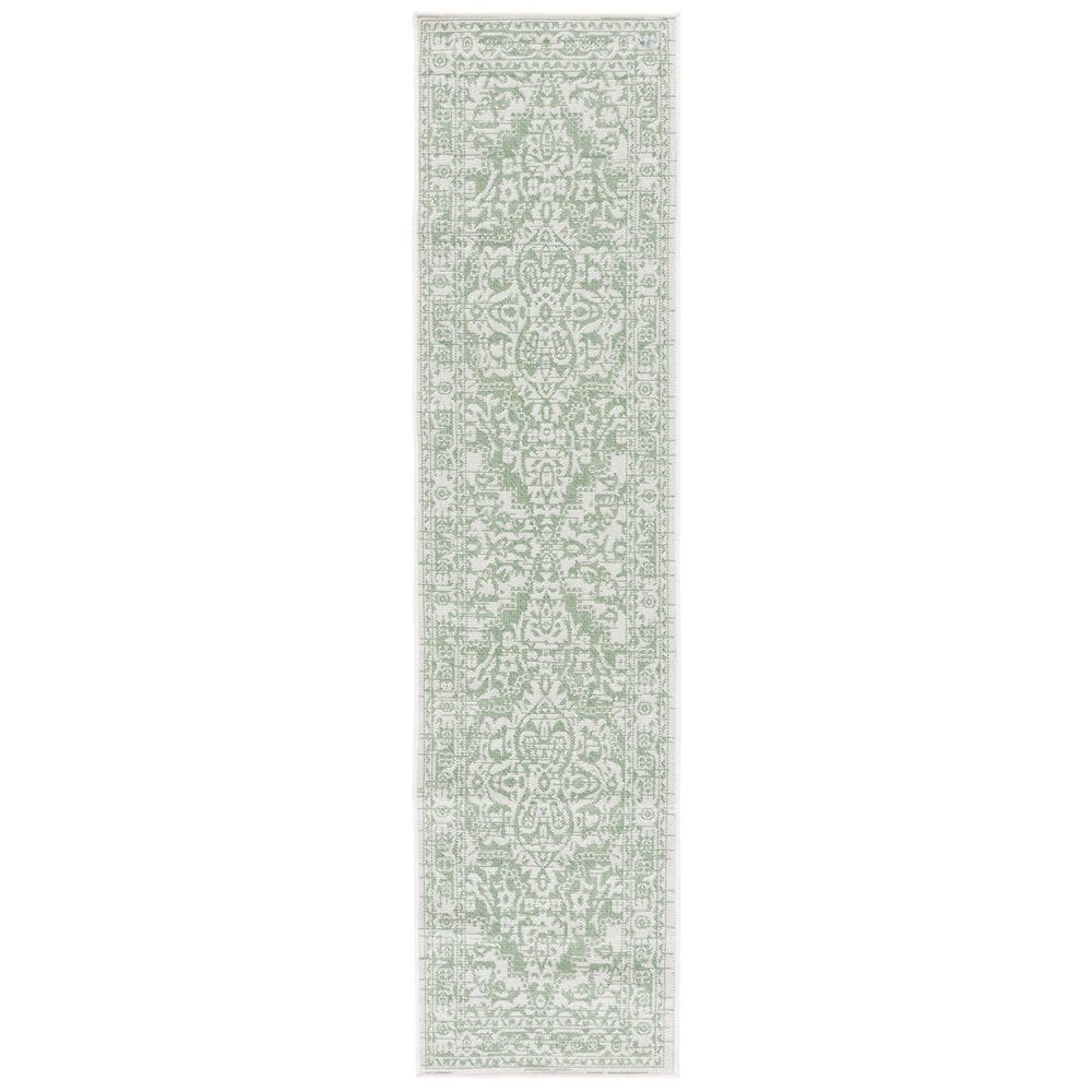 SAFAVIEH Bermuda Green/Ivory 2 ft. x 8 ft. Border Medallion Ornate ...