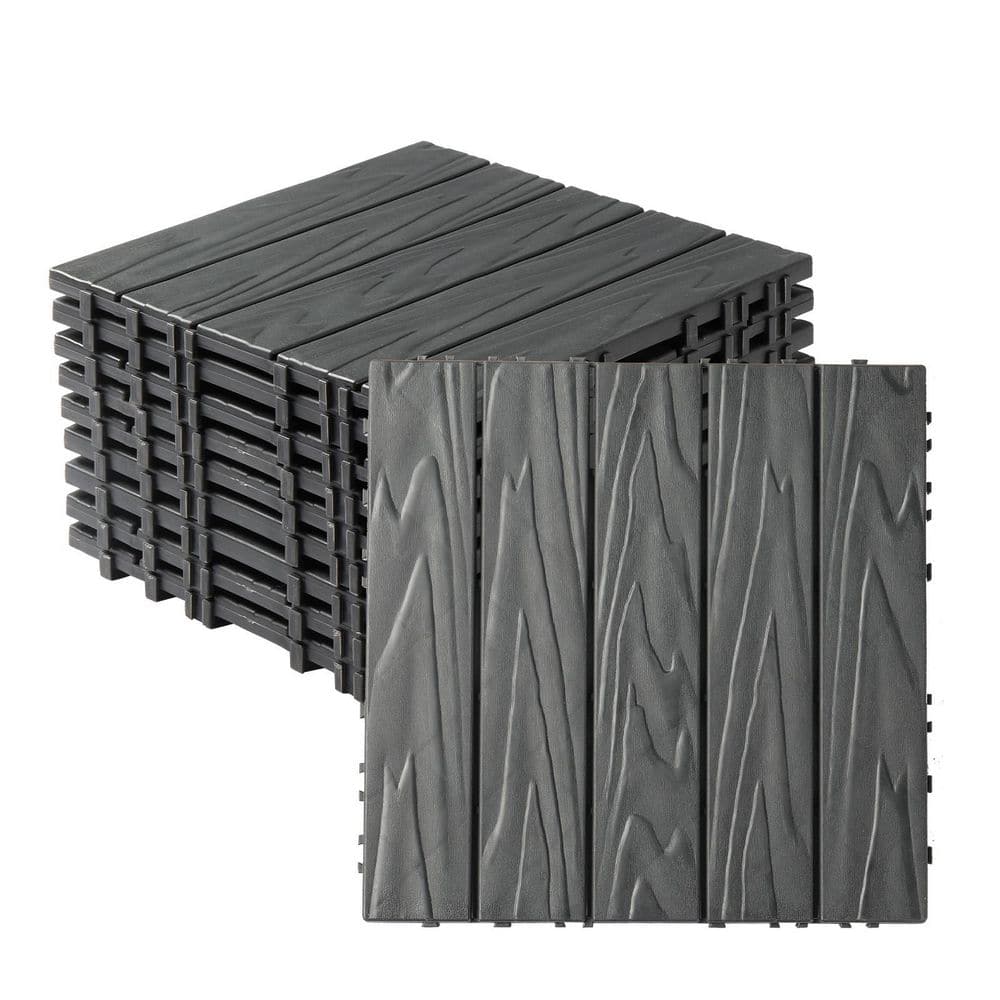 Karl home 1 ft. x 1 ft. Plastic Interlocking Deck Tile in Gray (27 per ...