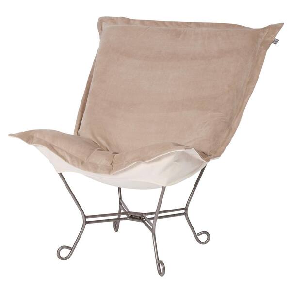 Marley Forrest Scroll Puff Chair with Cover, Titanium Frame, Bella Sand ...