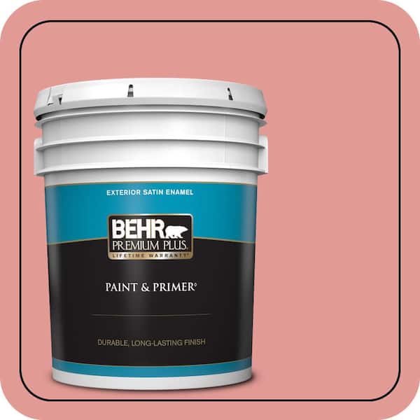 BEHR PREMIUM PLUS 5 gal. #M160-4A Sunset Pink Satin Enamel Exterior ...