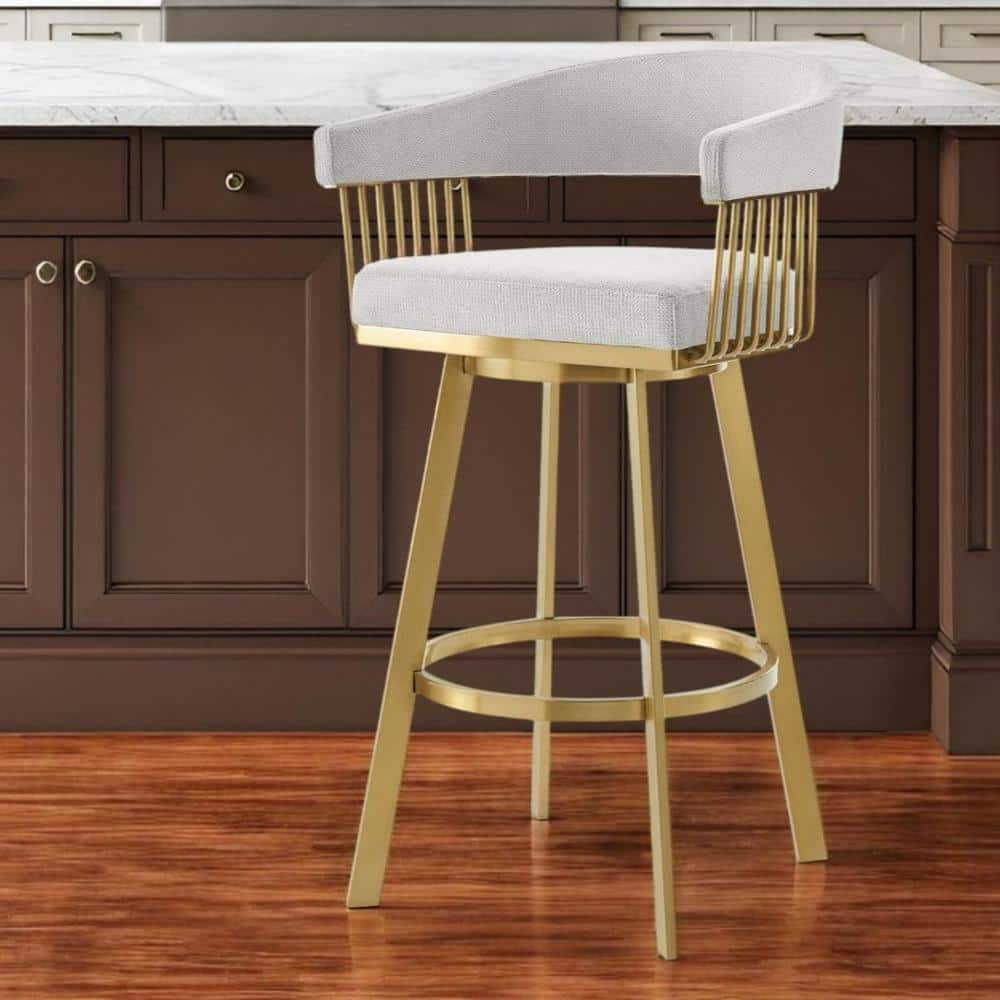 HomeRoots 26 in. Silver Low Back Metal Counter Stool Fabric Seat ...
