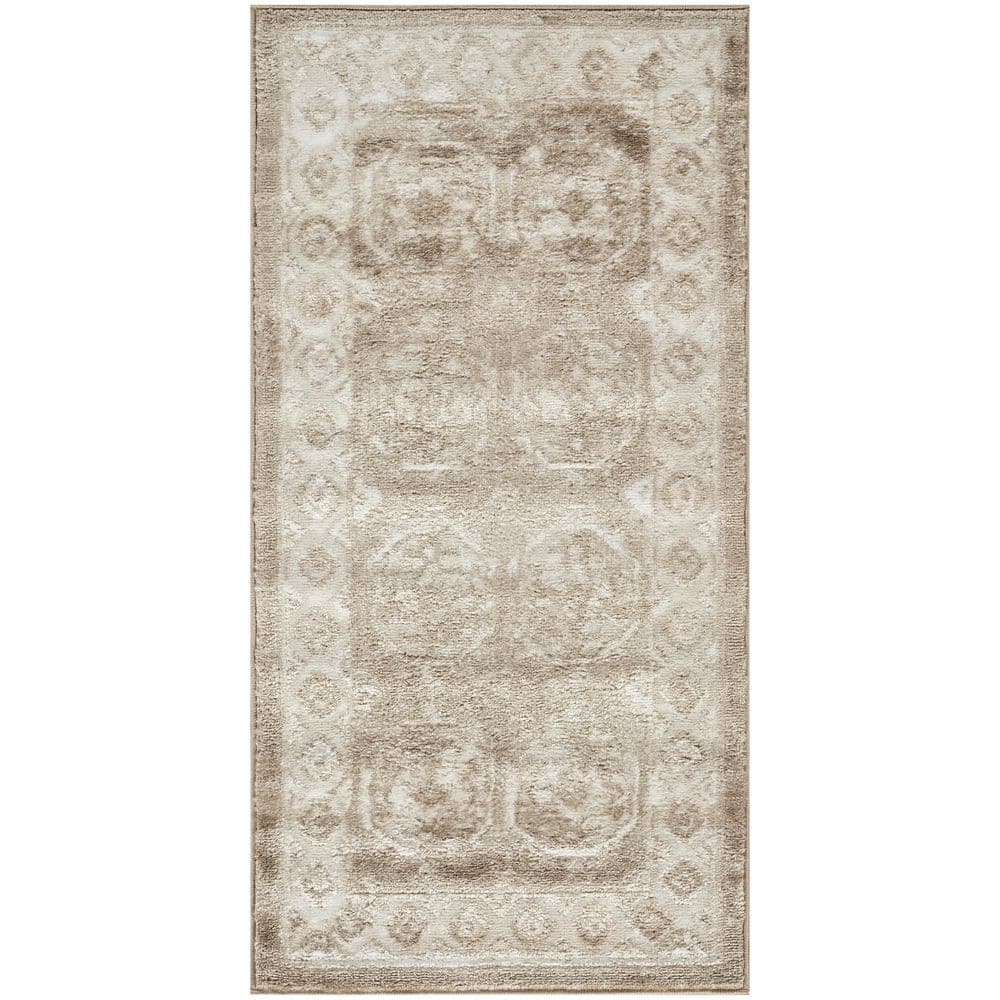 Nourison Dekor Ivory Taupe 2 ft. x 4 ft. Geometric Traditional Area Rug ...