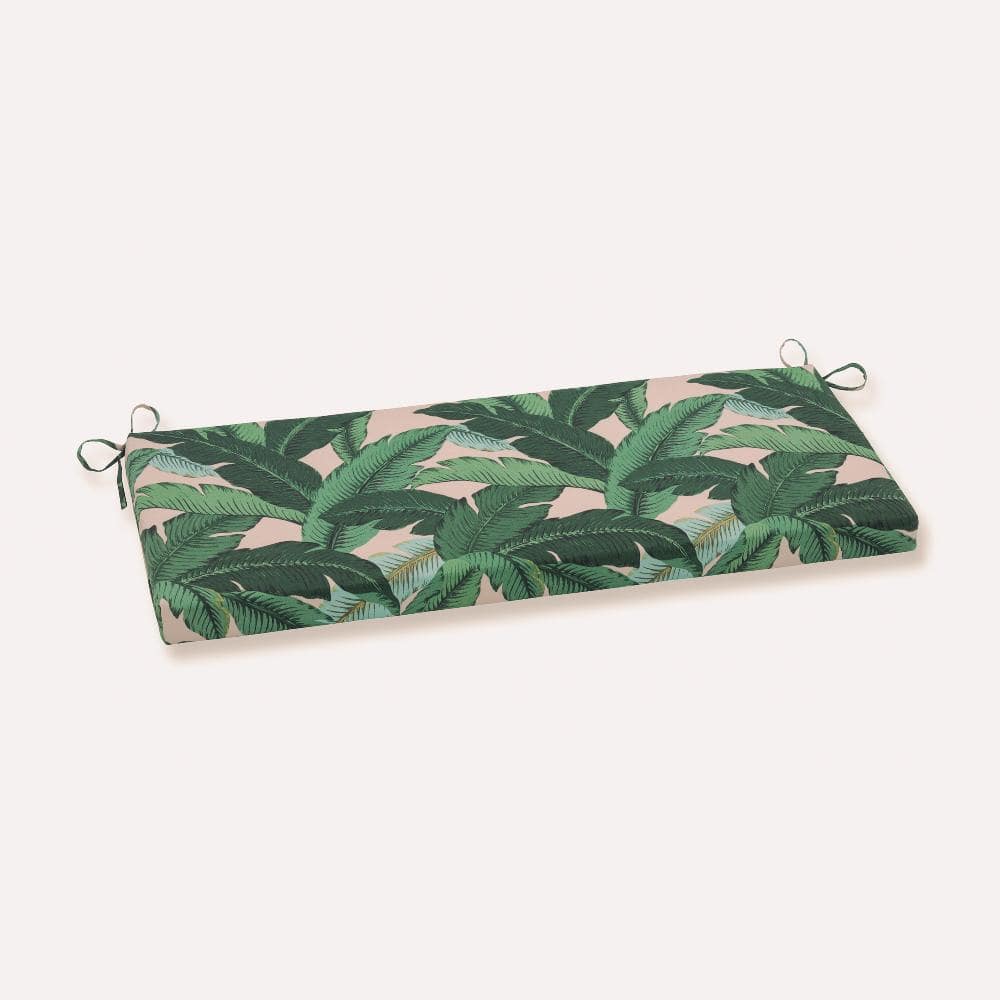 Pillow Perfect Tropical Rectangular Outdoor Bench Cushion in Green ...