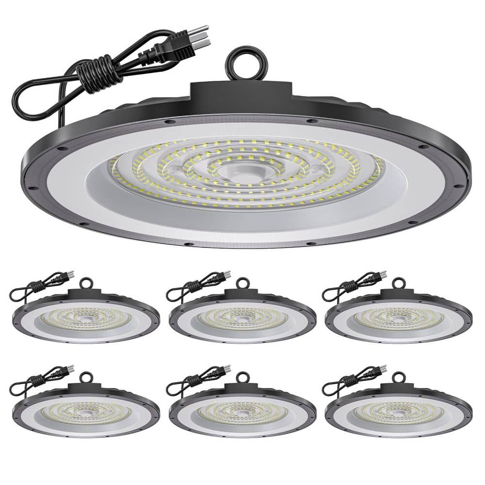 AIKVSXER 12 in. Black Integrated LED UFO High Bay Light 45000 Lumens ...
