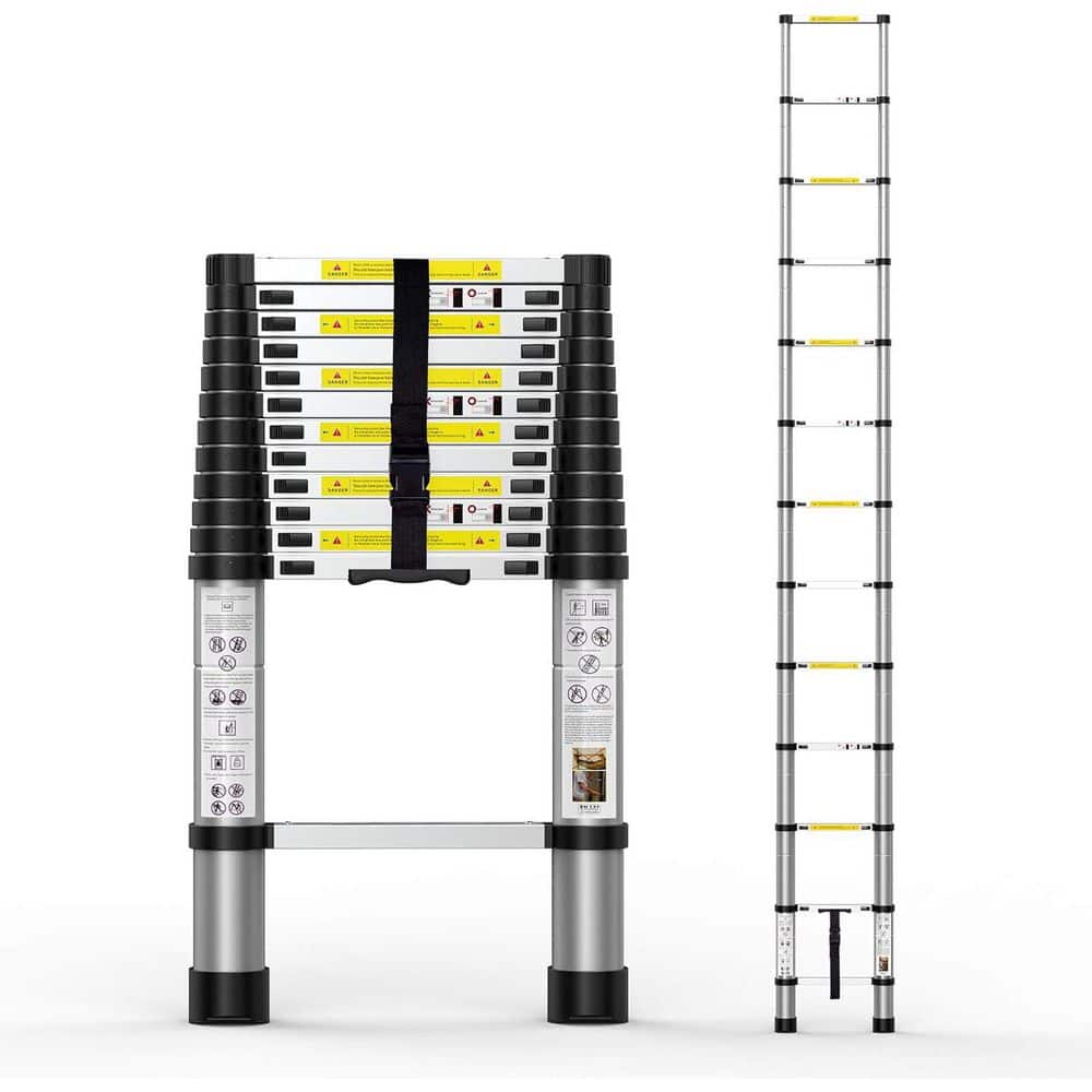 KIWDZFU 12.5ft Aluminum Telescoping Extension Ladder with Carry Bag ...