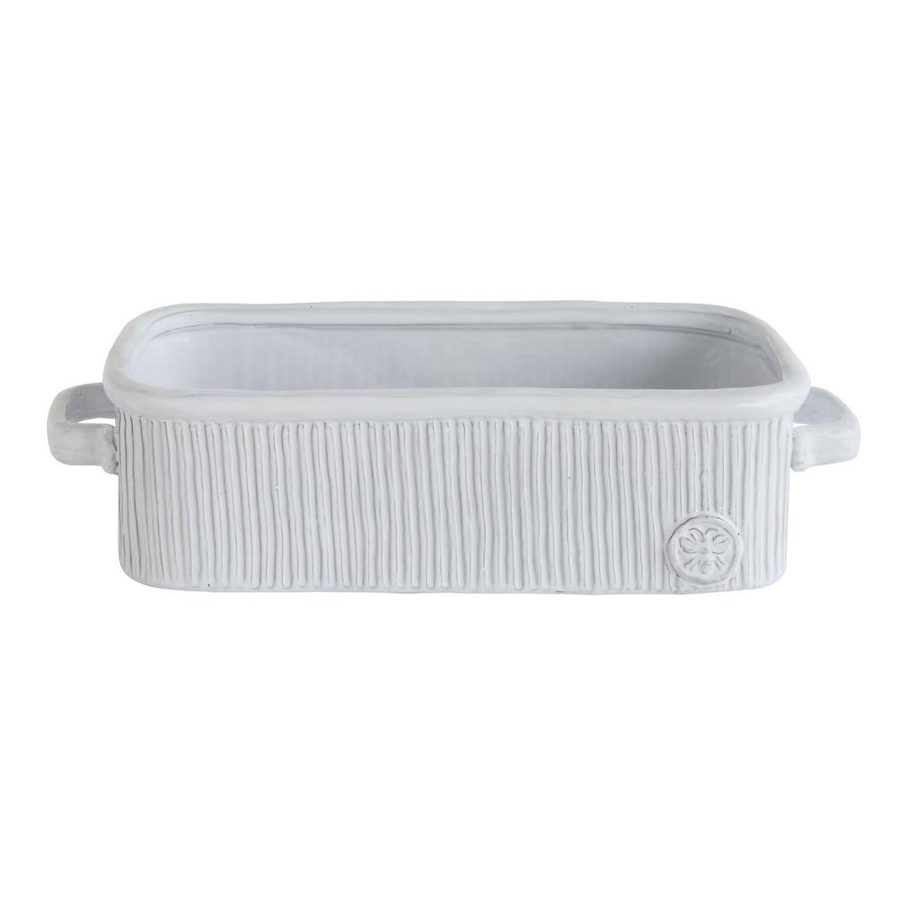 Storied Home 17 in. x 7.5 in. x 4.25 in. White Terra Cotta Bread Pan ...