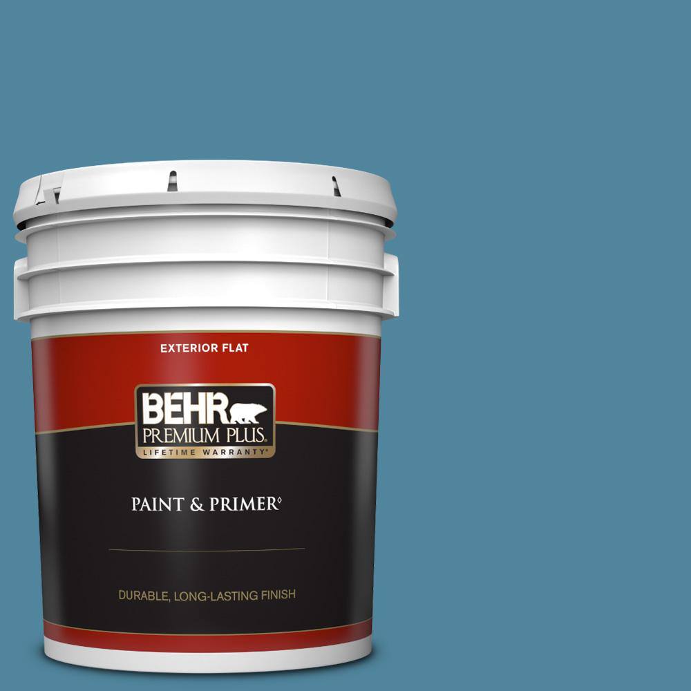 BEHR PREMIUM PLUS 5 gal. #S490-5 Jay Bird Flat Exterior Paint & Primer ...