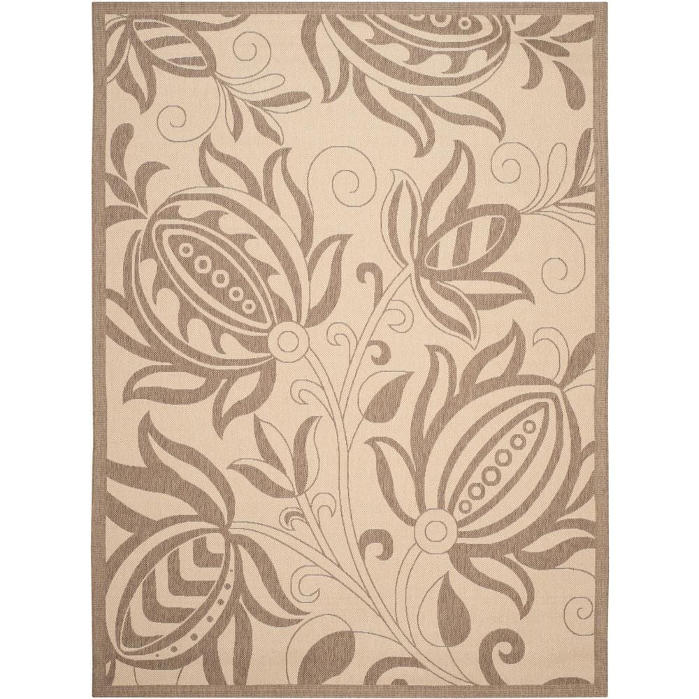 SAFAVIEH Courtyard Natural/Brown 9 ft. x 12 ft. Border Indoor/Outdoor ...