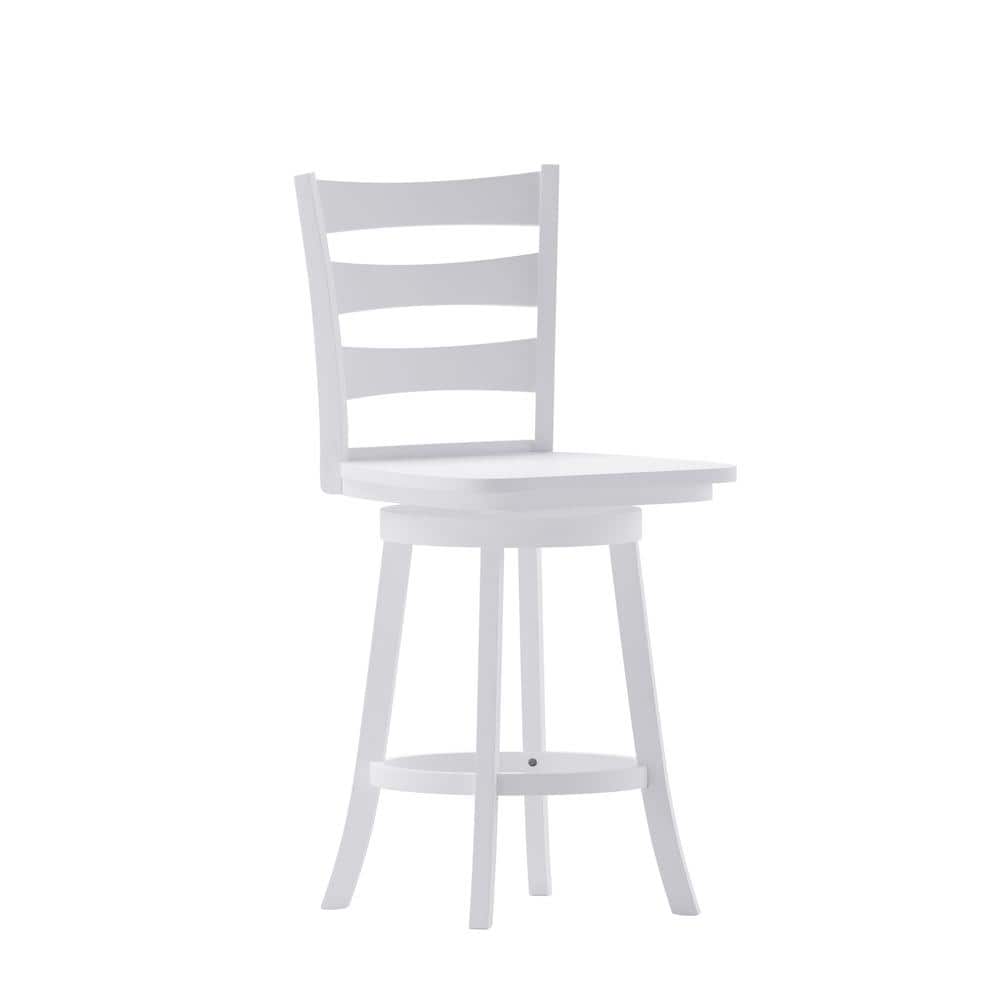 Carnegy Avenue 25 in. White Wash Full Wood Bar Stool with Wood Seat CGA ...