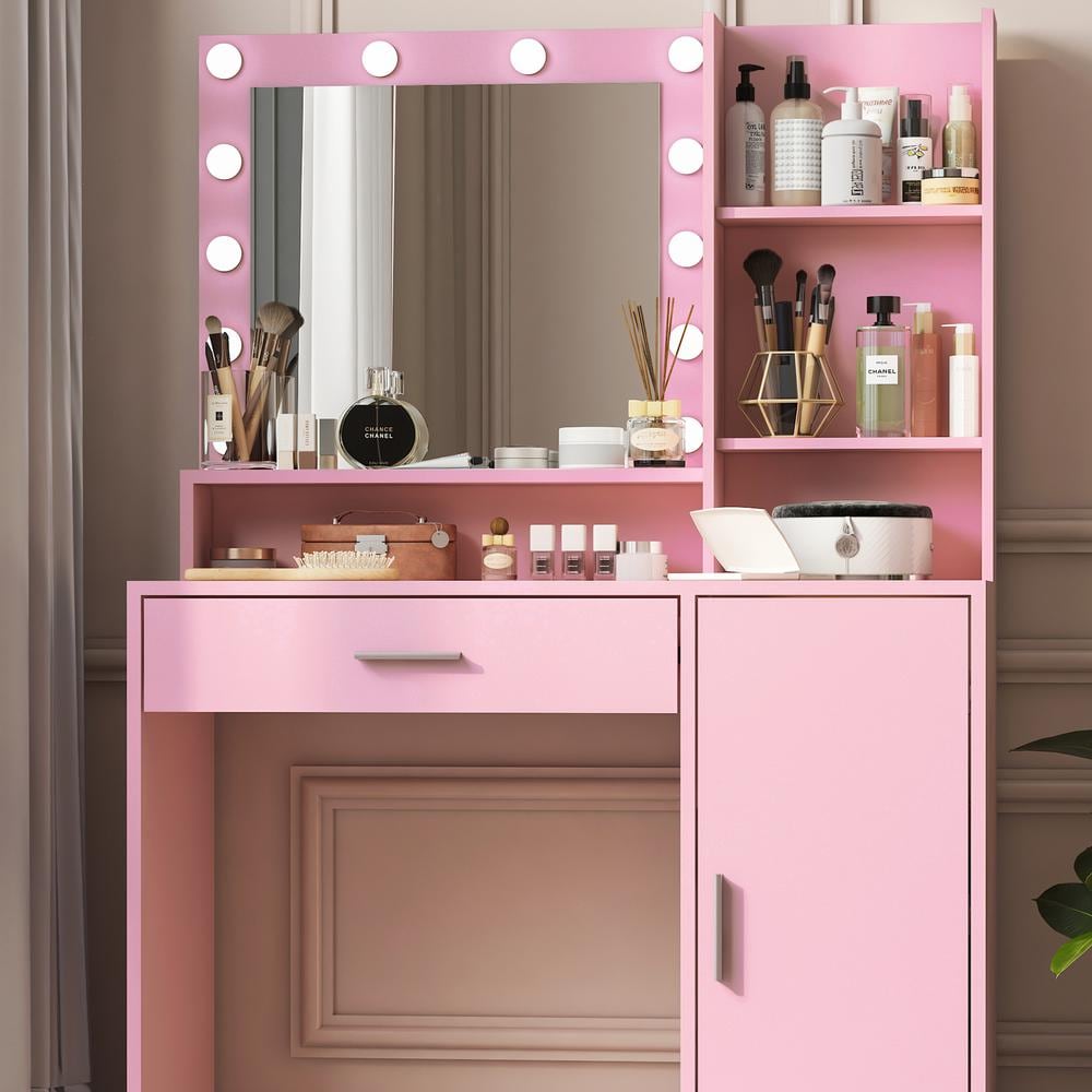 Have a question about Pink Particle Board Makeup Vanity Desk Vanity ...