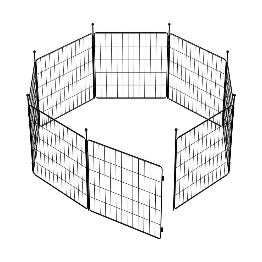 KIWDZFU 24 in. Expandable Metal Fence Panel Dog Playpen 8 Panels for ...