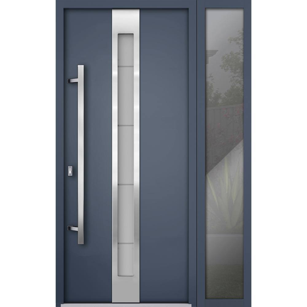 VDOMDOORS 52 in. x 80 in. Right-hand/Inswing Frosted Glass Gray ...