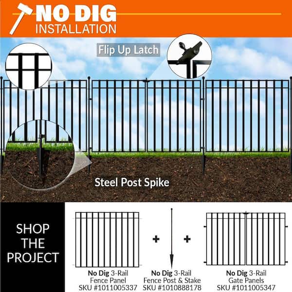 Home Depot Garden Gates Vigoro 37.2 In. H X 55.7 In. W Metal 3 Rail