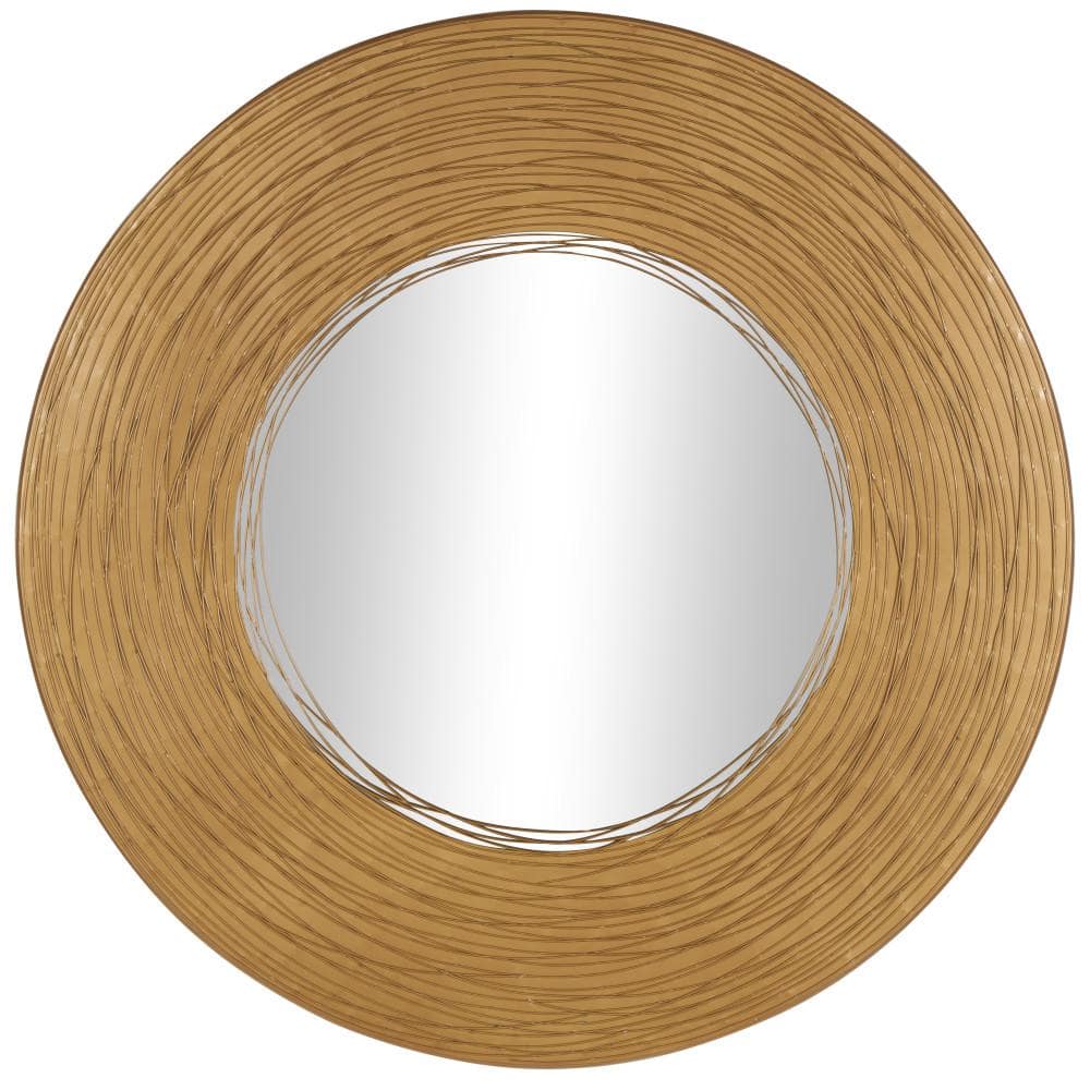Litton Lane 35 in. H x 35 in. W. Round Framed Gold Abstract Wall Mirror ...