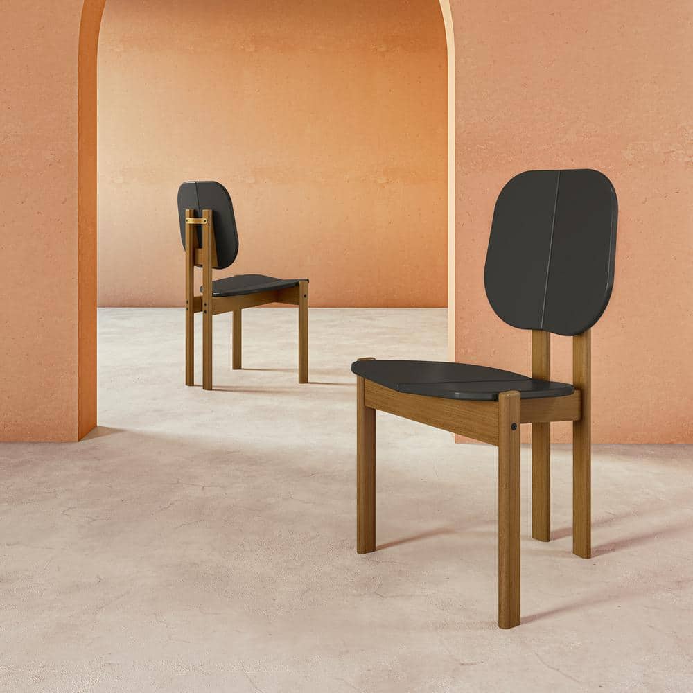 Manhattan Comfort Gales Mid Century Modern Matte Black Dining Chair Set of 2 DC 83938 BK The Home Depot