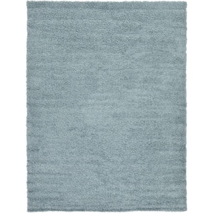 Unique Loom Solid Shag Slate Blue 8 ft. Square Area Rug 3127972 - The ...
